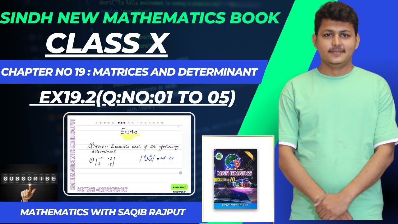 Sindh New Matric/ 10th Mathematics Book . Chap 19.Matrices and ...