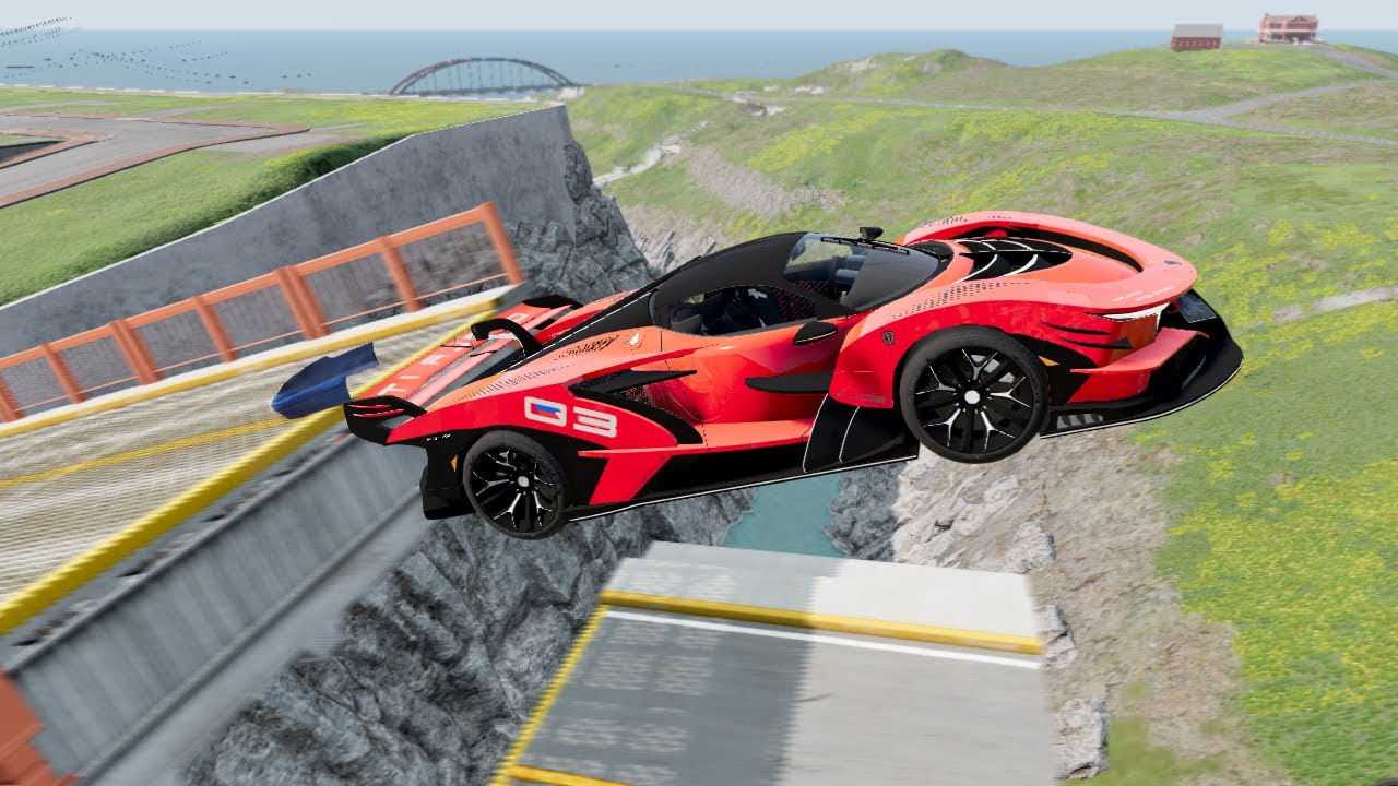 Crazy Sports Cars & Super Cars Jumping Over Bridge - High Speed Crash ...