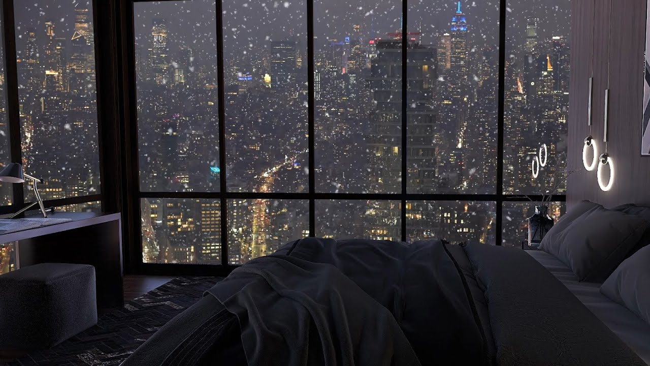 Luxury Apartment in New York Manhattan | Virtual Window | #Snowfall & # ...