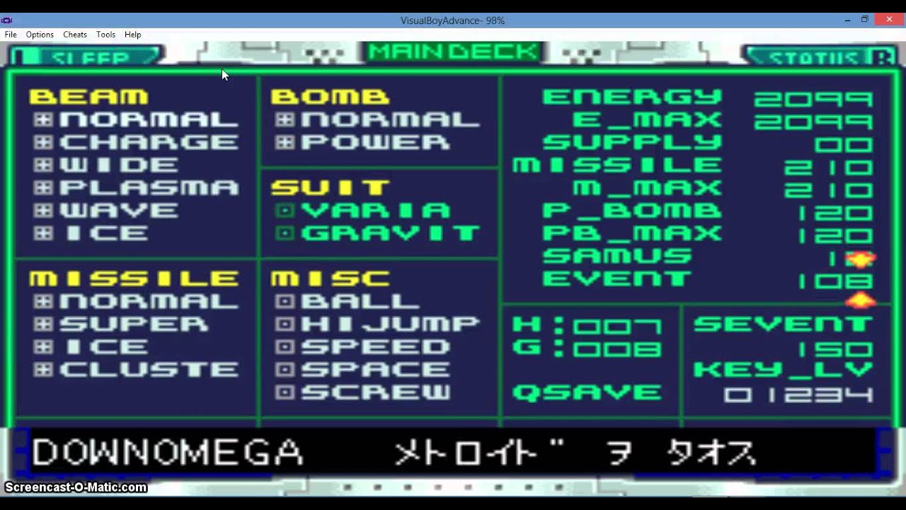 how to use debug menu on metroid fusion - YouTube