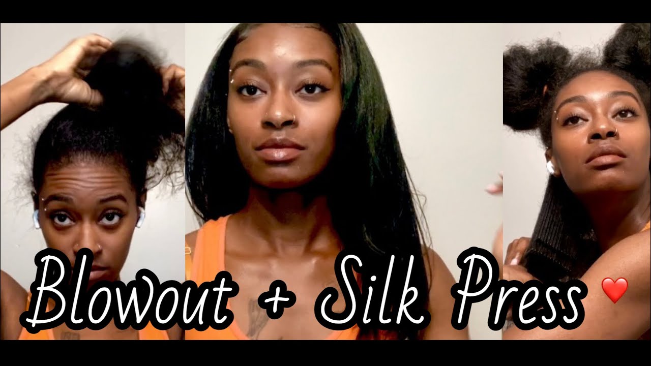 Blowout + Silk Press | Straight Natural | Heat Trained - YouTube