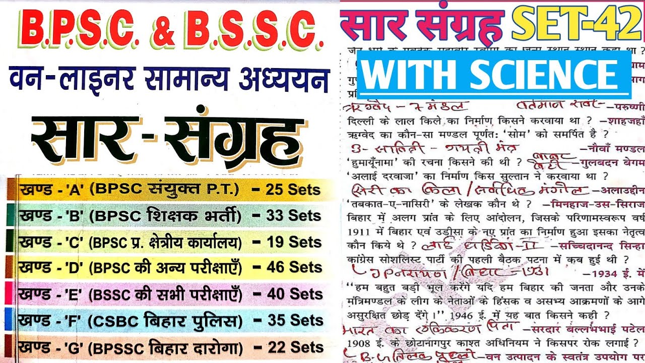 सार संग्रह सेट-42 | SAR SANGRAH GK IN HINDI | SAR SANGRAH STATIC GKGS ...