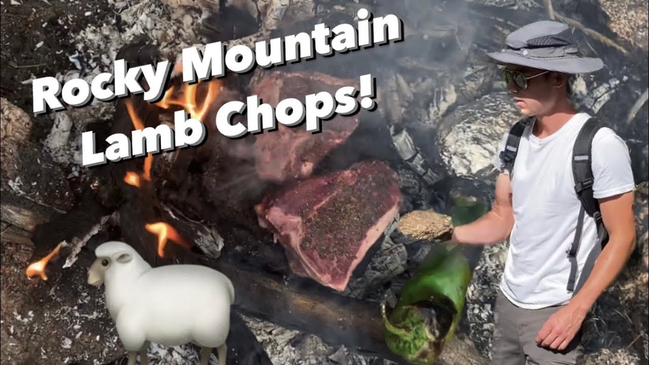 Rocky Mountain Lamb Chops SEARED On A Stone Over Open Flames - YouTube
