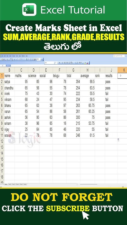 Learn Excel Basics | Excel Tutorials | తెలుగులో #exceltutorial #excelshortcuts @s-logictutorials ...