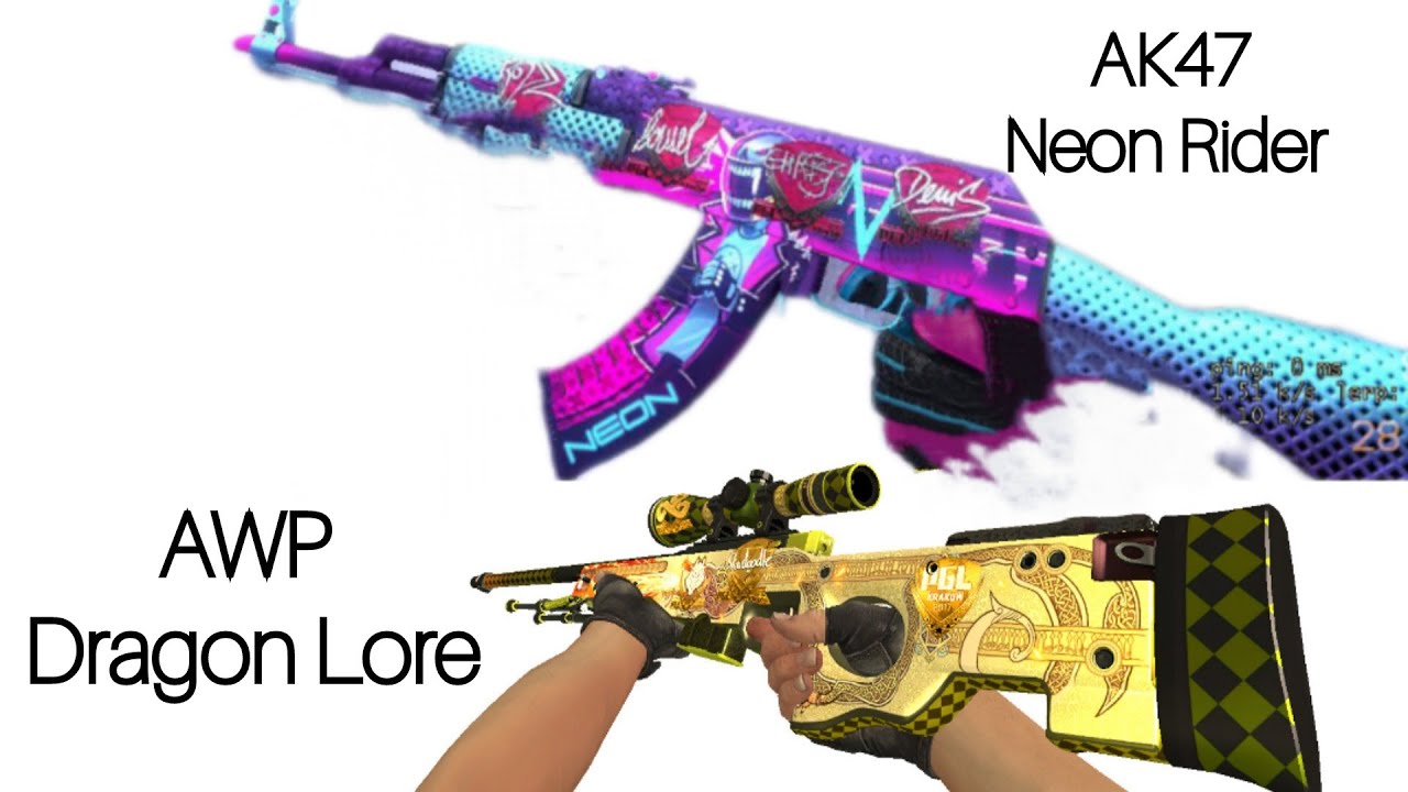 AWP Dragon Lore & AK47 Neon Rider in CS Source - YouTube