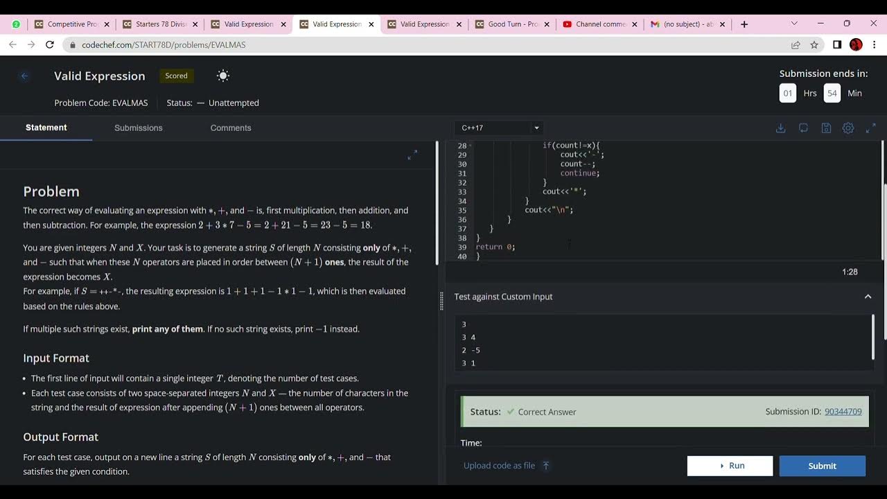Valid Expression Problems Codechef starter 78 - YouTube