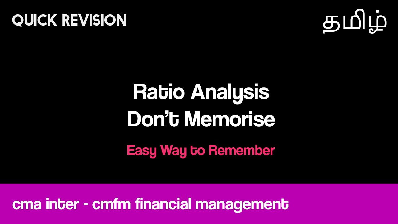 Ratio Analysis Easy Way to Remember CMA Intermediate CMFM Financial ...