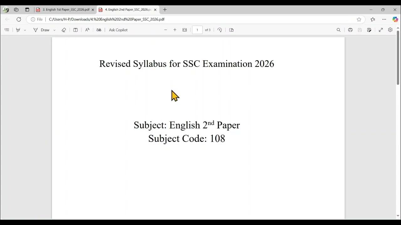 Revised syllabus of SSC 2026 ll short syllabus for SSC ll First paper ...