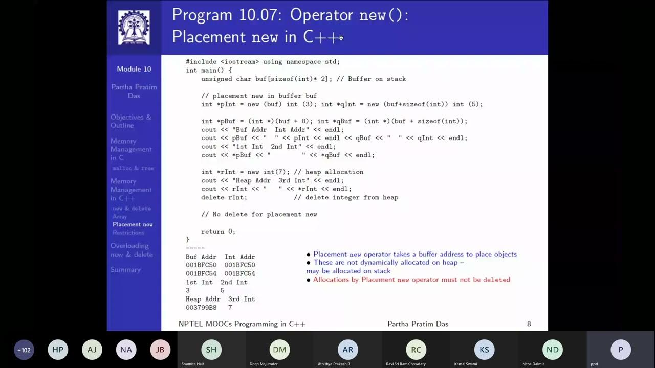05_C++ Programming - Dynamic Memory Management, Introduction to OOP in C++_14-01-2021 - YouTube