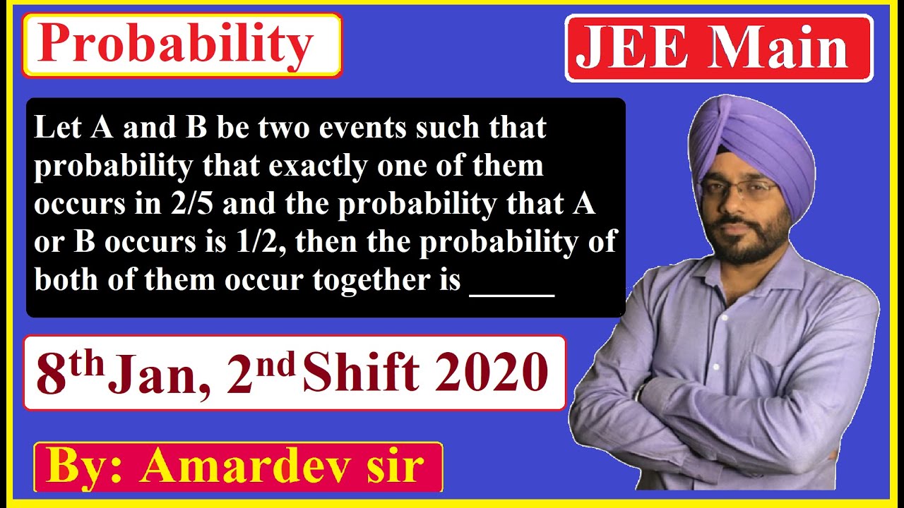 Let A and B be two events such that probability that exactly one of ...