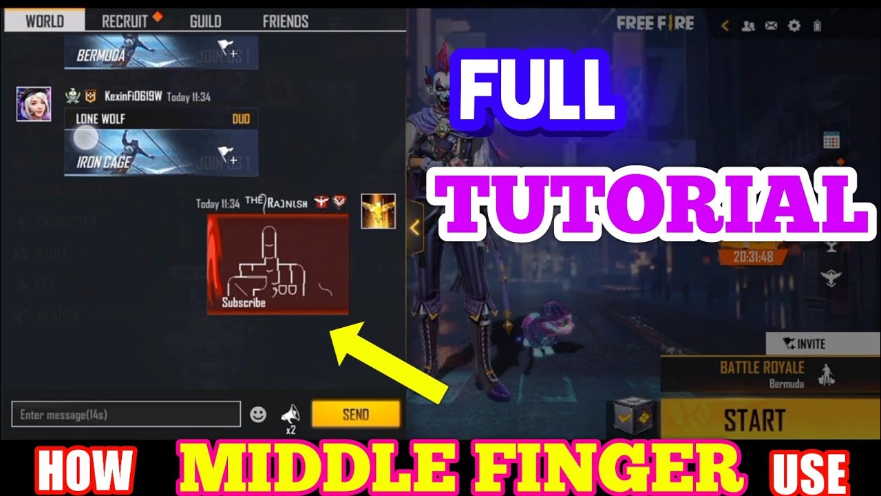 How To Use MIDDLE FINGER🖕In Free Fire or Free Fire Max ||Full Tutorial ...
