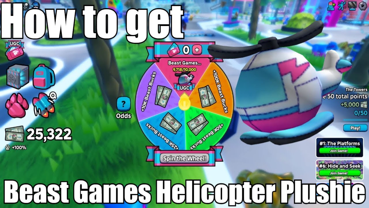 How to get Beast Games Helicopter Plushie in Beast Games | 10k Stock ...