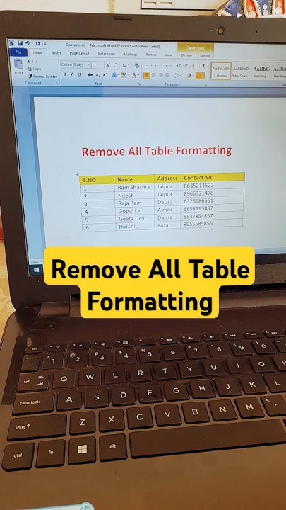 Remove Table Formatting in Word #shorts #formatting #shortcutkeys - YouTube