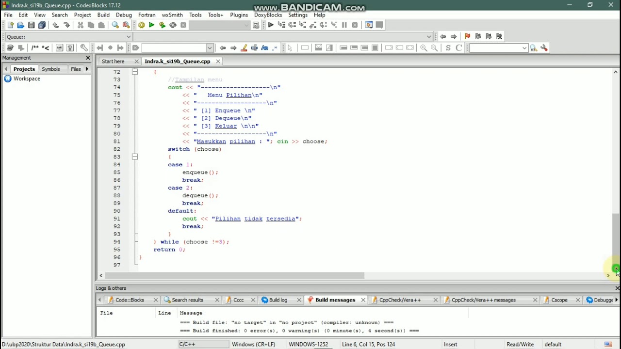 Program Queue Codeblock C Youtube 0988