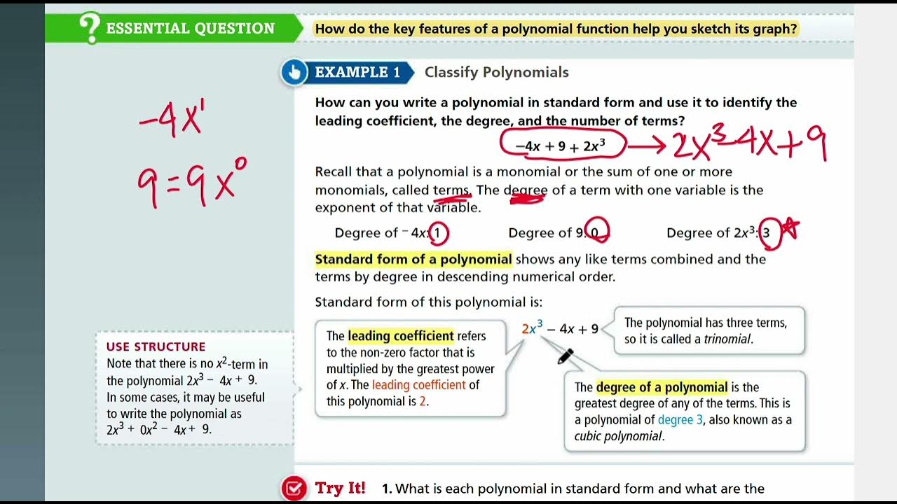 EnVision Algebra 2 Lesson 3-1: Graphing Polynomial Functions - Example ...