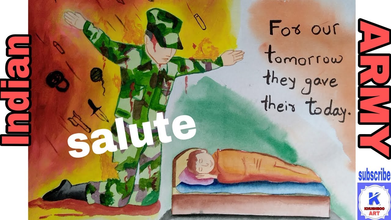tribute of indian army drawing step by step | indian army drawing step ...