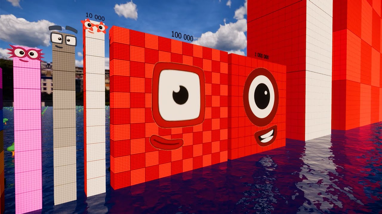Numberblocks 1 to million on water - YouTube