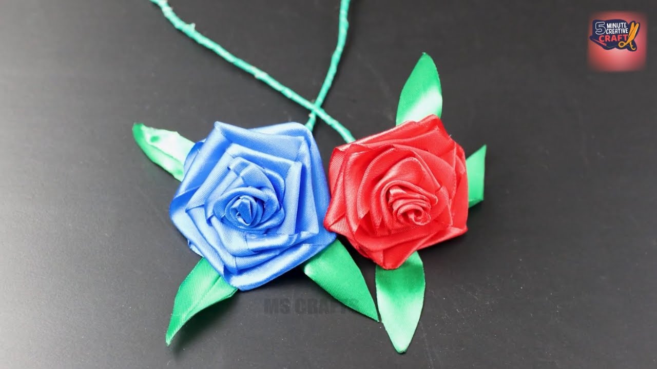 DIY Satin Ribbon Rose flowers | How to Make Ribbon Rose | Realistic and ...