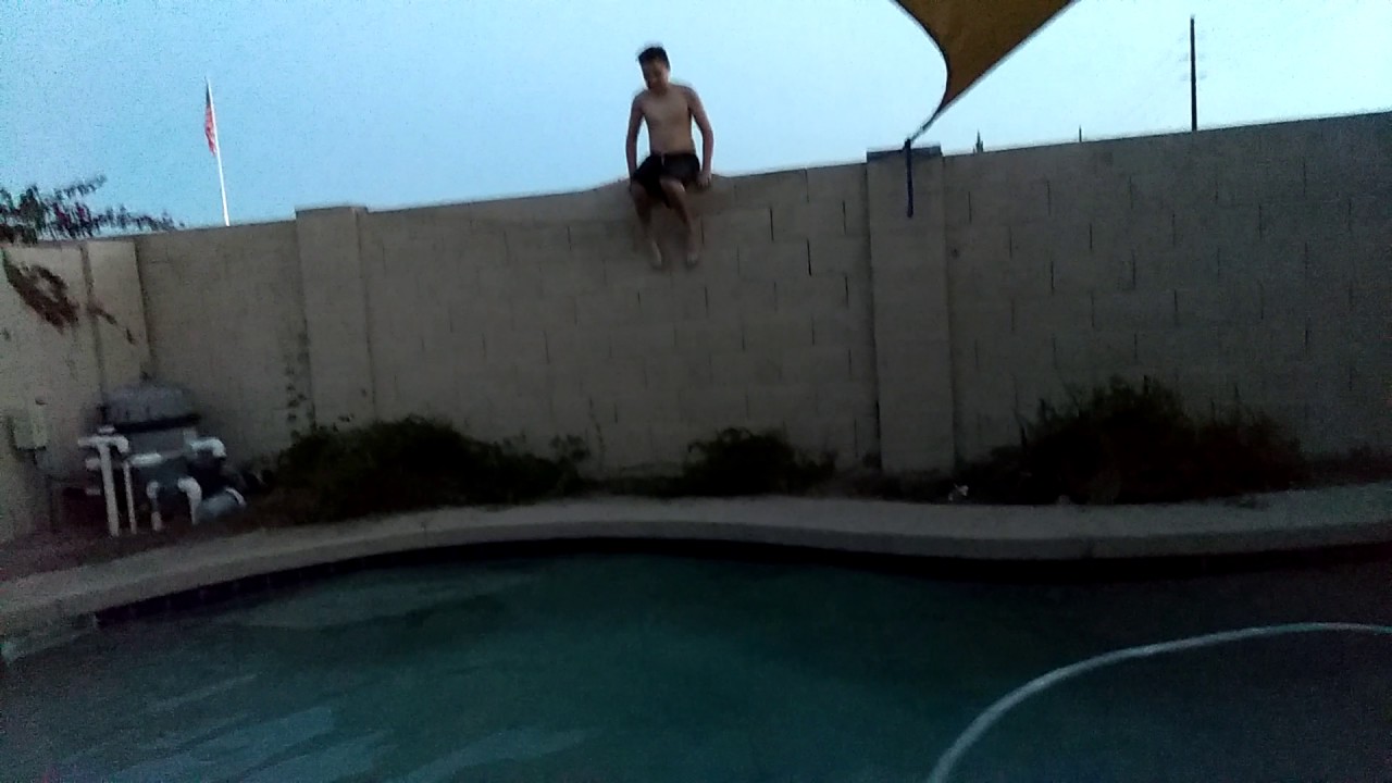 CRAZY JUMPING OFF 7FT wall INTO POOL 3FT POOL!!! - YouTube