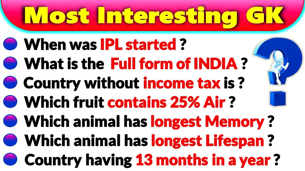 Most interesting General knowledge Questions and Answers in English ...