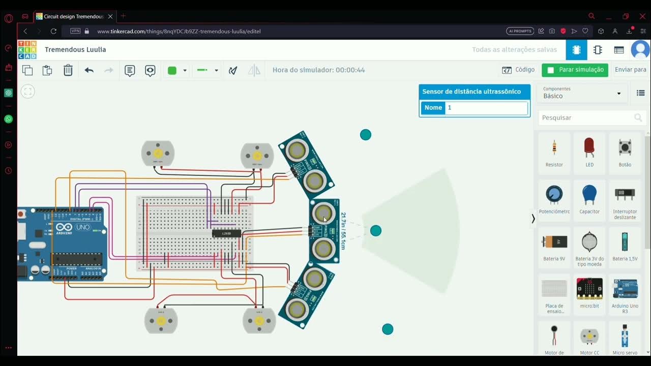 Projeto Arduino com Sensor Ultrassônico - Tinkercad - YouTube