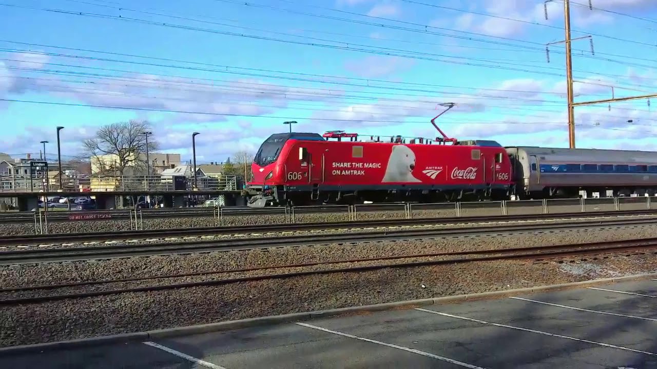 AMTRAK COCA COLA 606 ACS64 ON TRAIN 99 IN LINDEN,NJ 1 5 2020 - YouTube