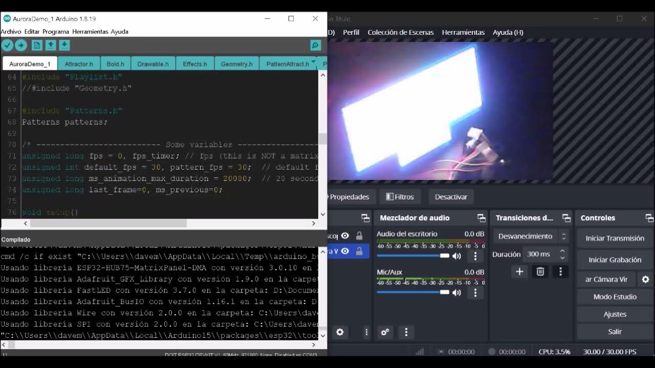 AURORA using ESP32 with Library ESP32 HUB75 MATRIX DMA - YouTube