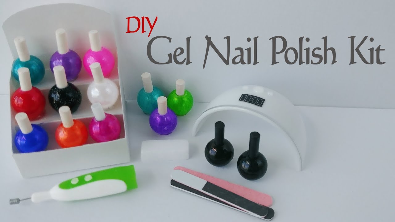 DIY Miniature nail polish gel set, includes UV lamp and electric nail ...