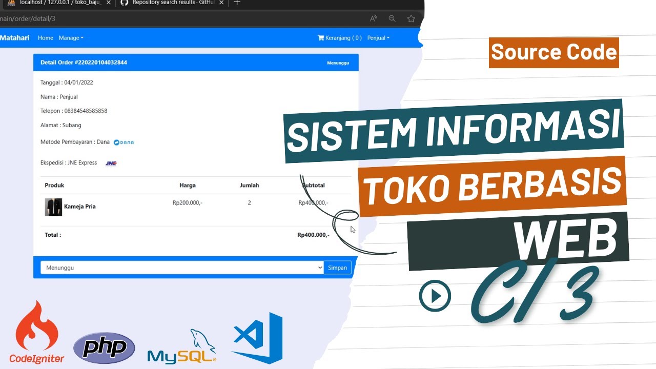 Free Project Sistem Informasi Toko berbasis Web | Codeigniter - YouTube