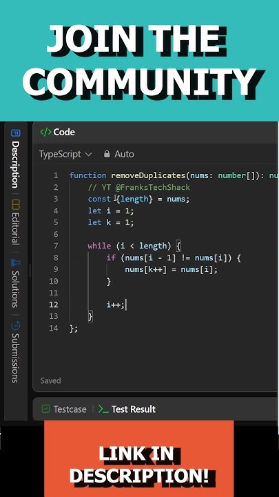 LeetCode 26 - Remove Duplicates - TypeScript #shorts - YouTube