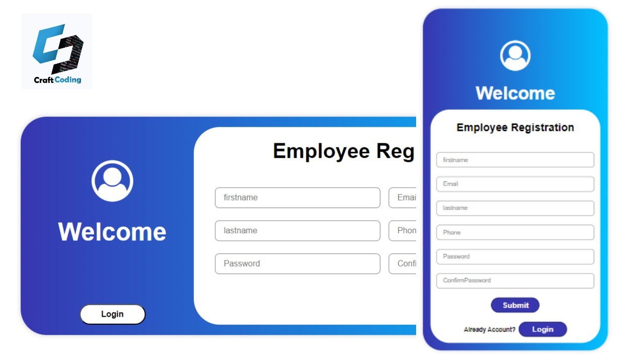 Design Responsive Registration Form In Html And Css Part 2 Youtube 5407