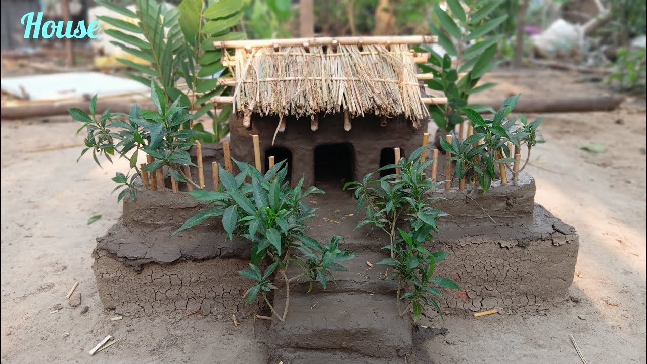 How to make miniature clay house. Diy house design.mitt ke Ghar kaise ...