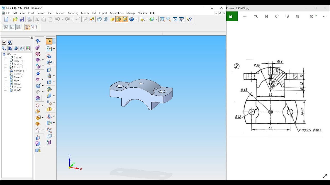 Plummer Block Part02 Cap Solid Edge V20 (Kannada) - YouTube