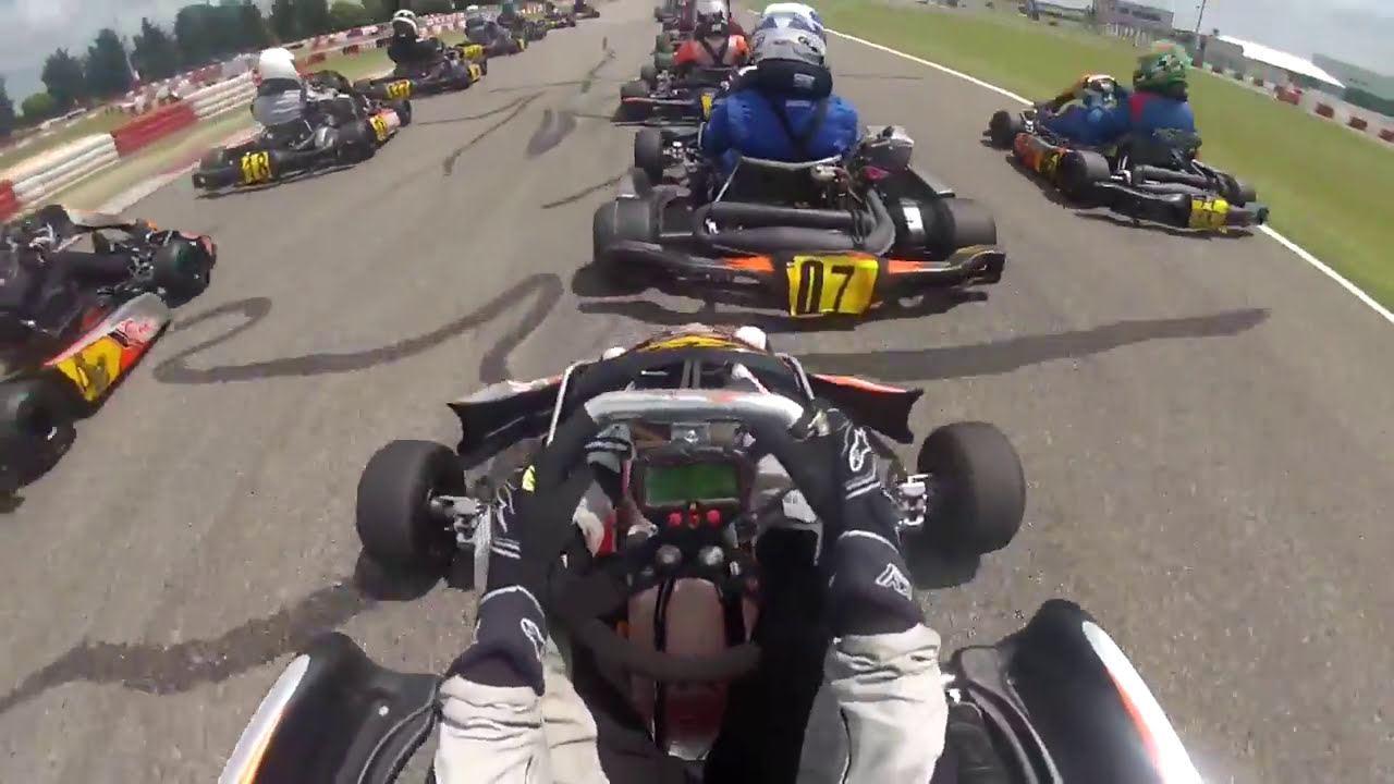 Go karting race start + crash - YouTube