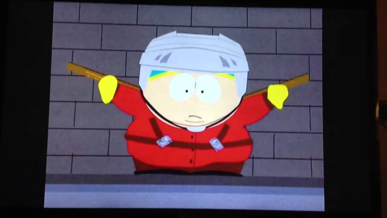 Cartman flies off the roof - YouTube