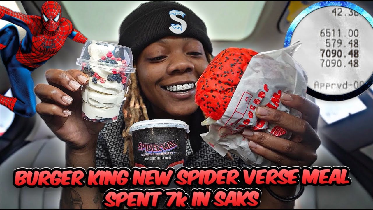 BURGER KING'S NEW SPIDER-VERSE RED WHOPPER MEAL FOOD REVIEW ! I SPENT ...