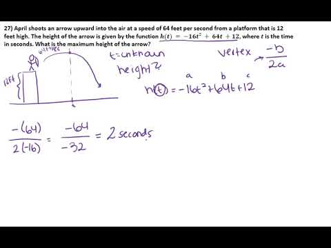 27) April shoots an arrow upward into the air at a speed of 64 feet per ...