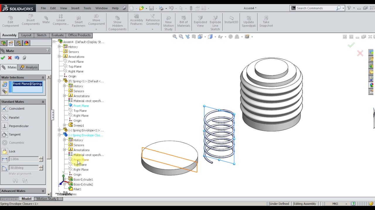 SOLIDWORKS Tutorial Manual Operated Aqua Water Pump Part 8 Spring ...