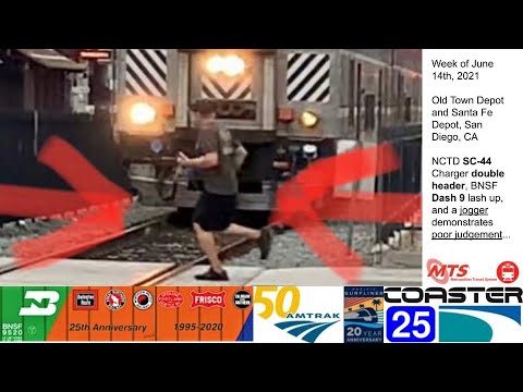 NCTD Coaster SC-44 Charger double-header, x2 BNSF Dash 9-44CW engines ...