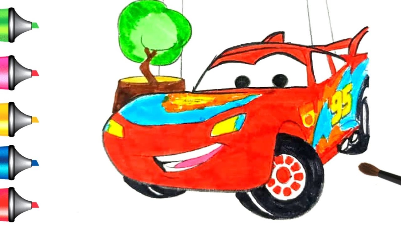 Lightning McQueen Car 95 Coloring | Coloring for kids | how to draw ...