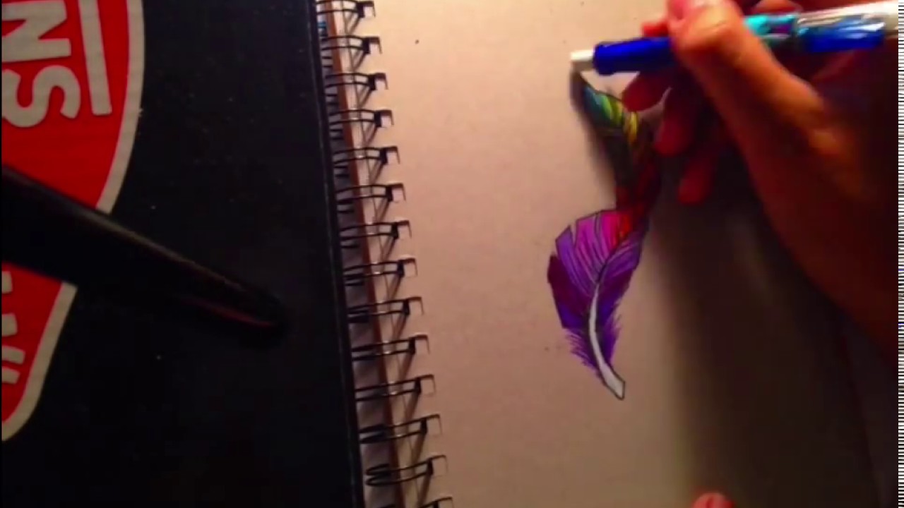 Rainbow feather drawing - YouTube