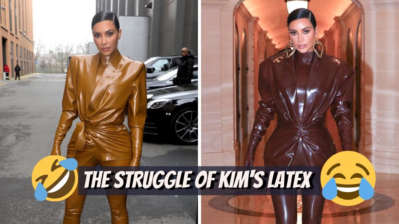 The Hilarious Struggle Behind Kim's Latex Look - YouTube