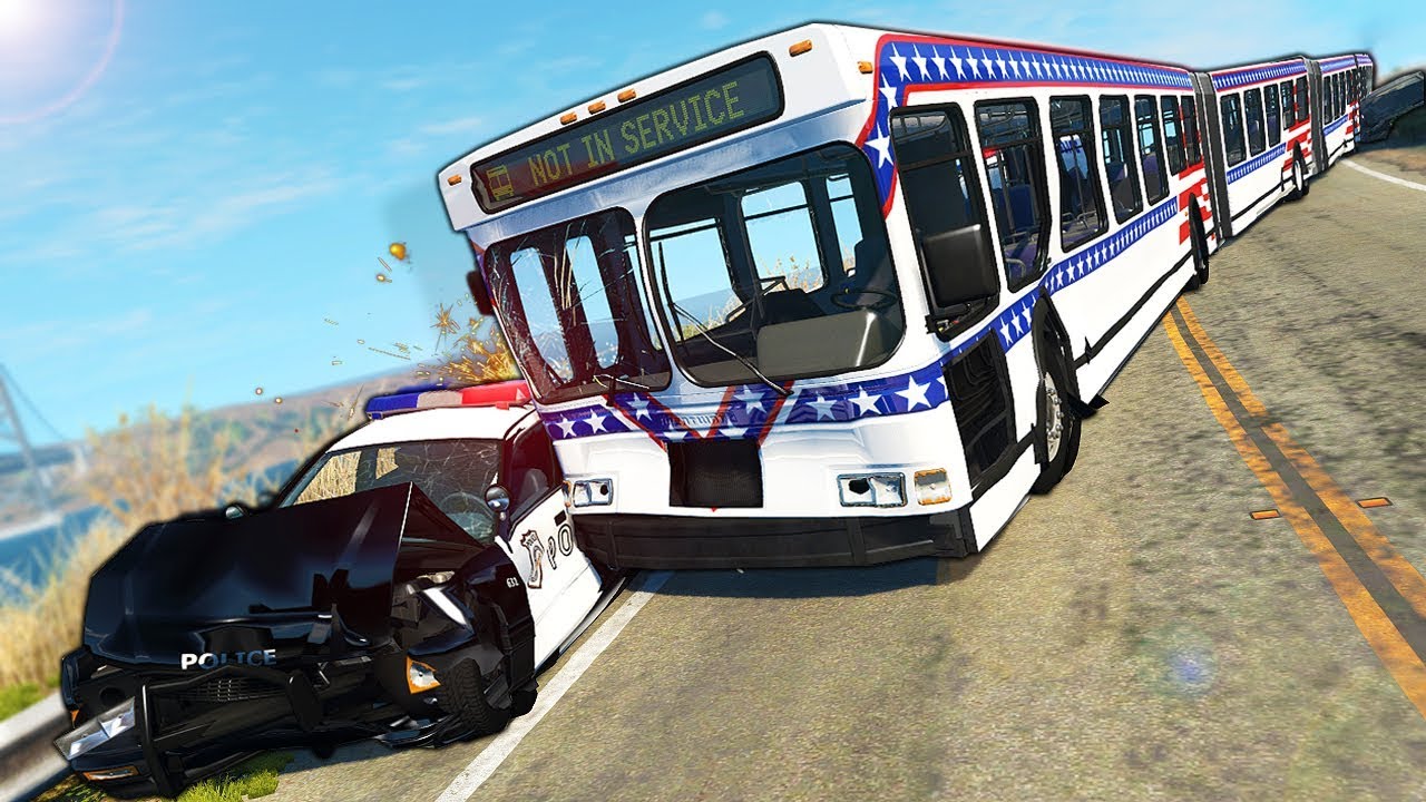 Long BENDY BUS Evades the Police?! - BeamNG Gameplay & Crashes - Cop ...