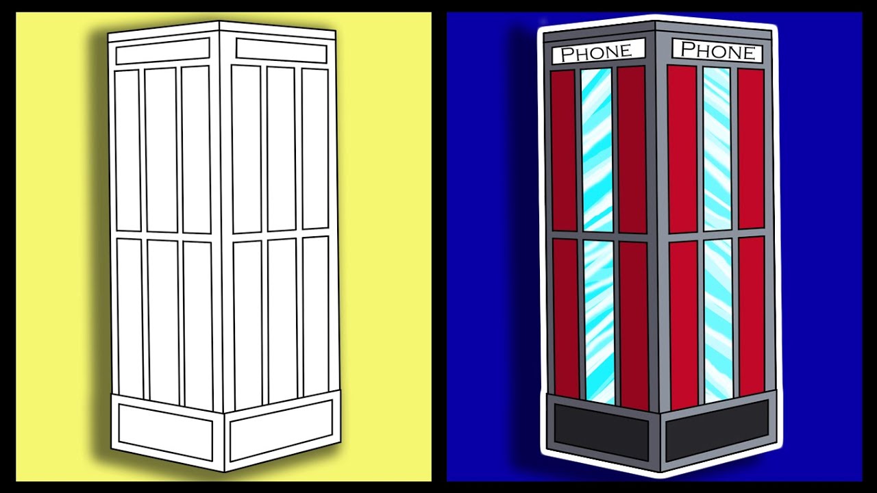 How To Draw A Phone Booth & Coloring 📞🎨| JWCollection - YouTube