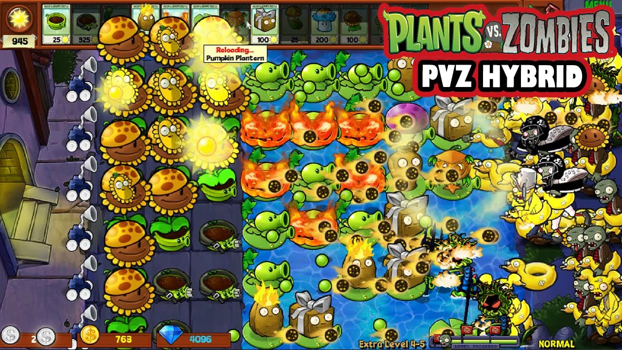 PVZ Plants vs Zombies Hybrid - Extra Level 4-5 Gatling Pea Pot ...