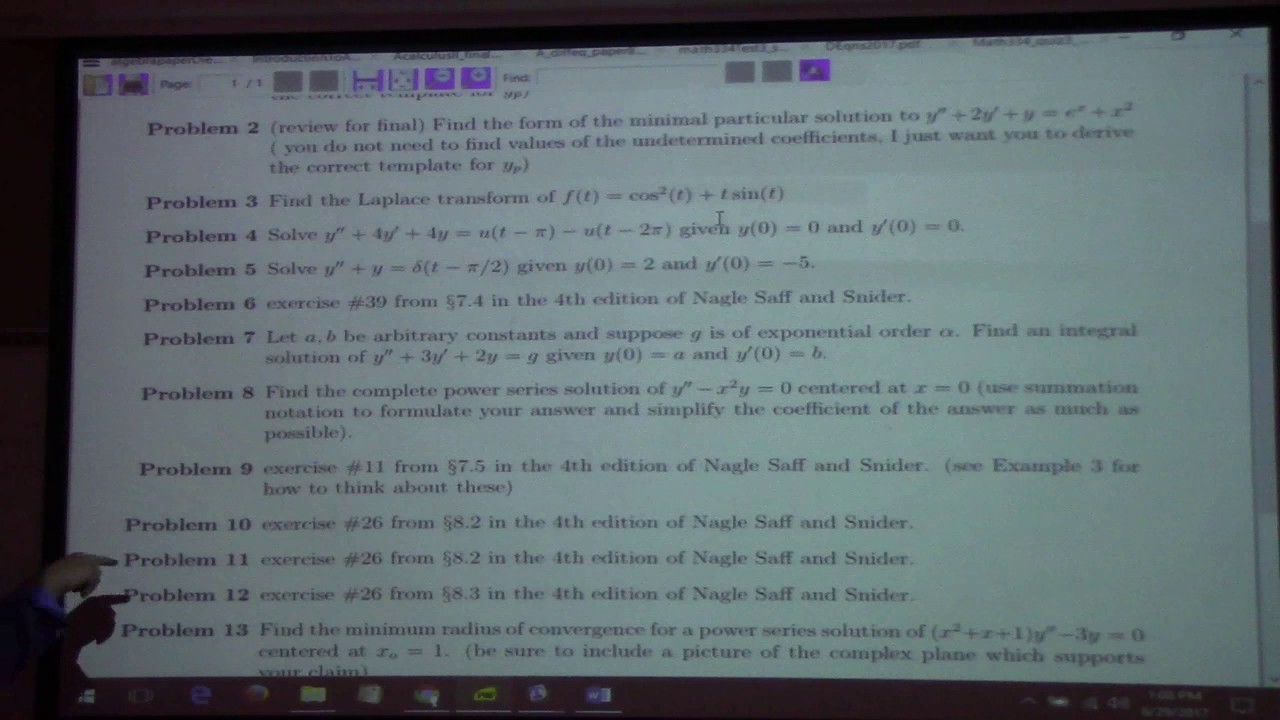 Differential Equations: Frobenius method, 6-29-17, part 3 - YouTube