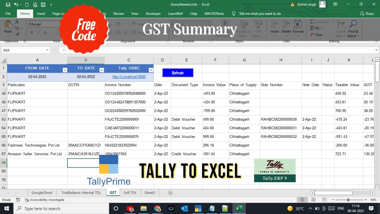Tally To Excel Live Data GST Summary Tally To Excel Power Query Tally To Excel Live Data GST Summary Tally To Excel Power Query