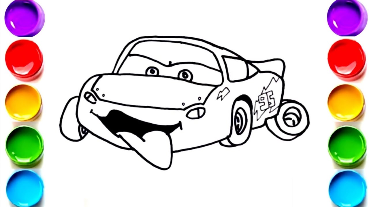 lightning McQueen Drawing Easy || Disney Pixar Cars || How To Draw Car ...