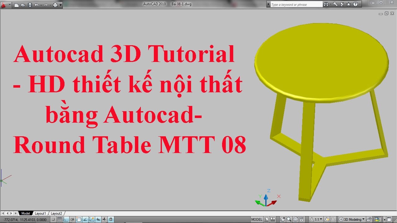 Autocad 3D Tutorial - HD thiết kế nội thất bằng Autocad-Round Table MTT ...
