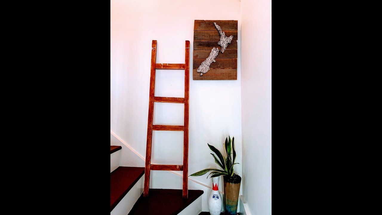 Easy DIY reclaimed wooden ladder cloth stand rack - YouTube